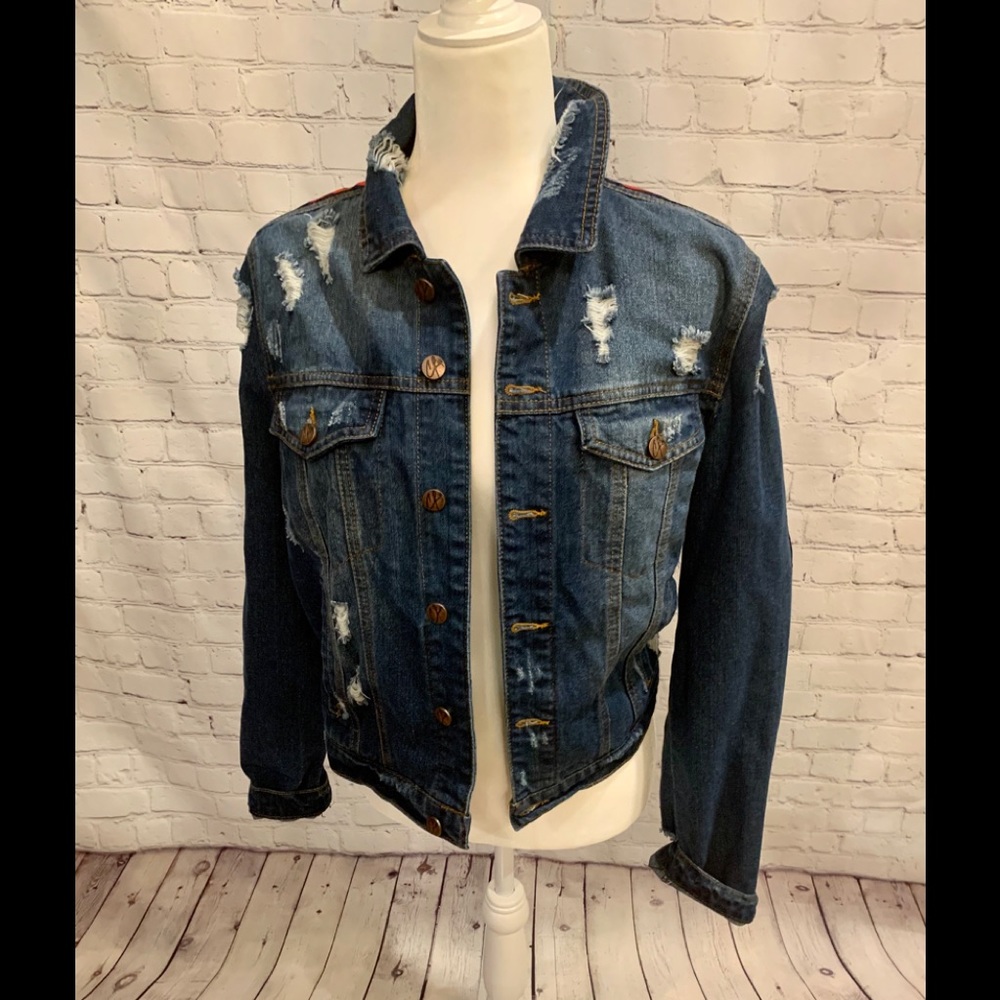 Distressed Denim Jacket By Crave Fame: Size Large - Gem